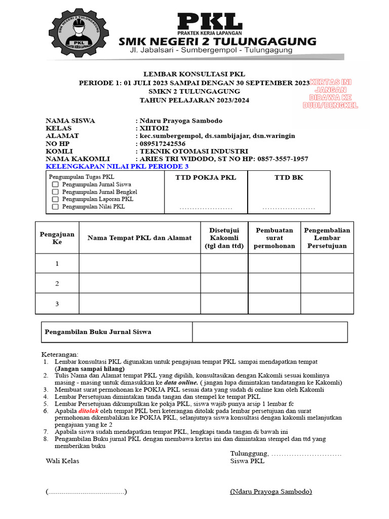 Surat Pengajuan PKL | PDF