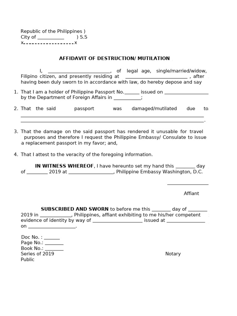Affidavit of Mutilation 2019-2 | PDF