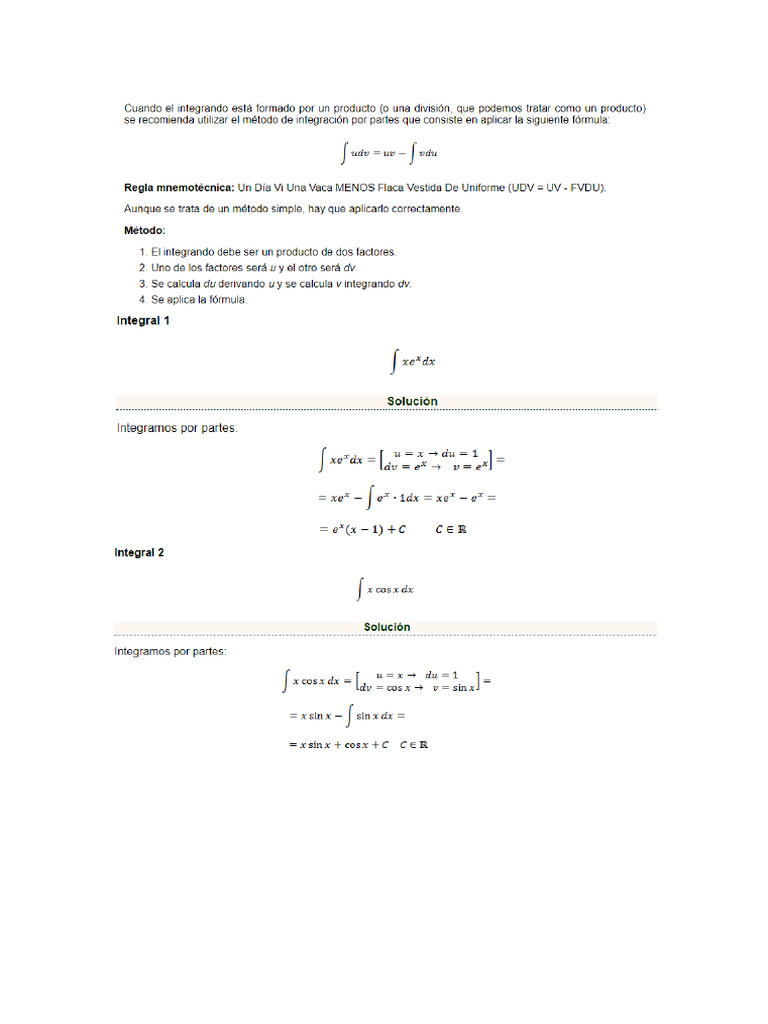 Ejemplos de Integrals Por Partes | PDF
