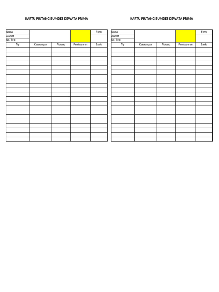 Kartu Piutang | PDF