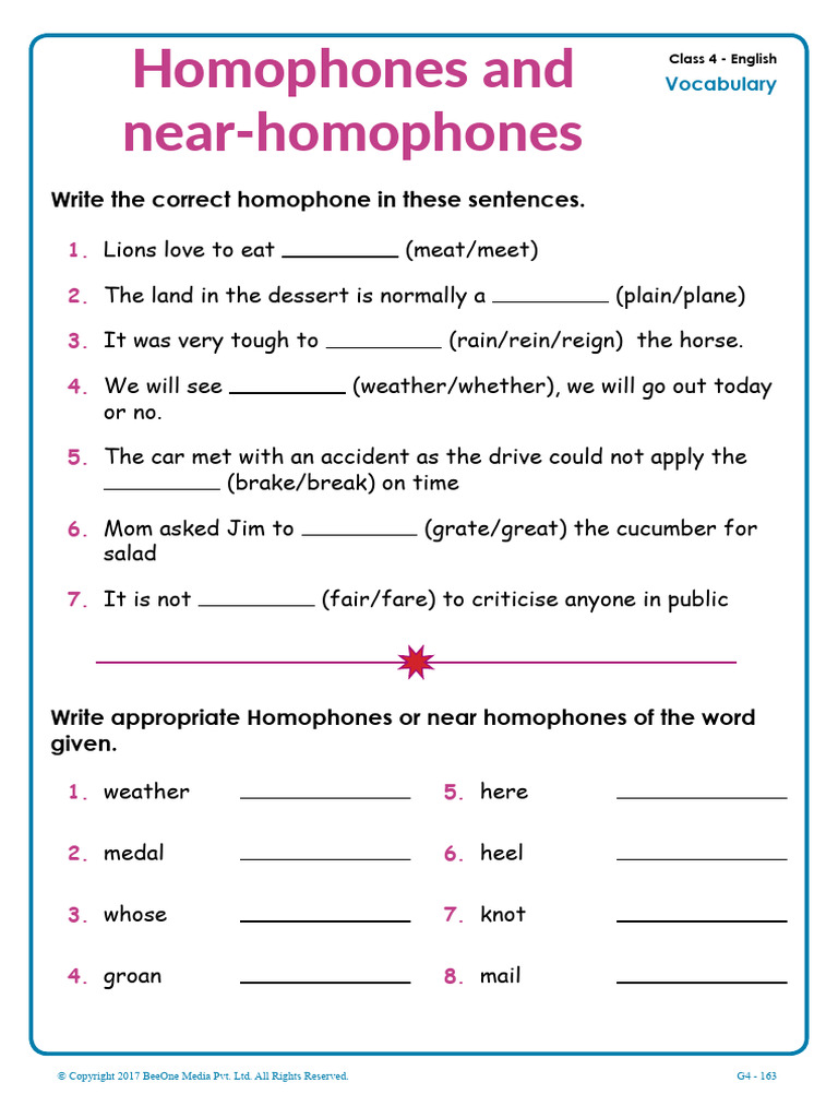 Homophones | PDF