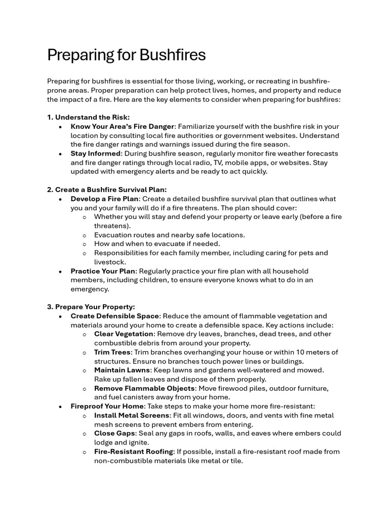 Preparing For Bushfires | PDF
