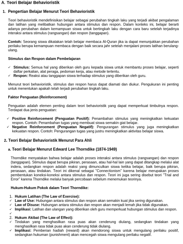 Resume Teori Belajar Dan Pembelajaran KB-1 | PDF