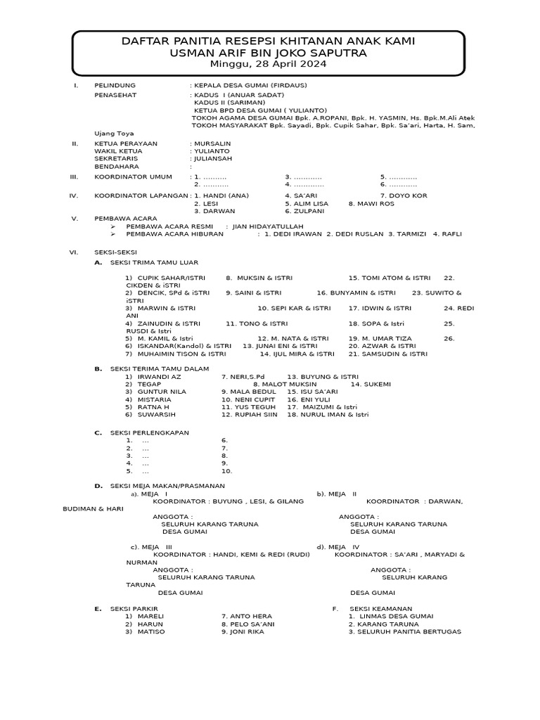 Daftar Panitia Mang Joko | PDF | Perjalanan | Sains & Matematika