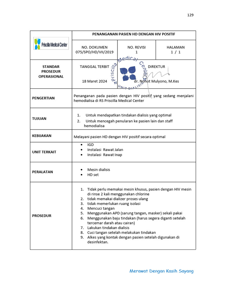 075 Spo Penanganan Pasien HD Dengan Hiv Positif | PDF
