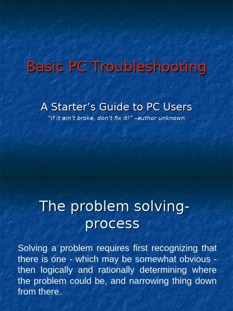 Basic PC Troubleshooting | PDF