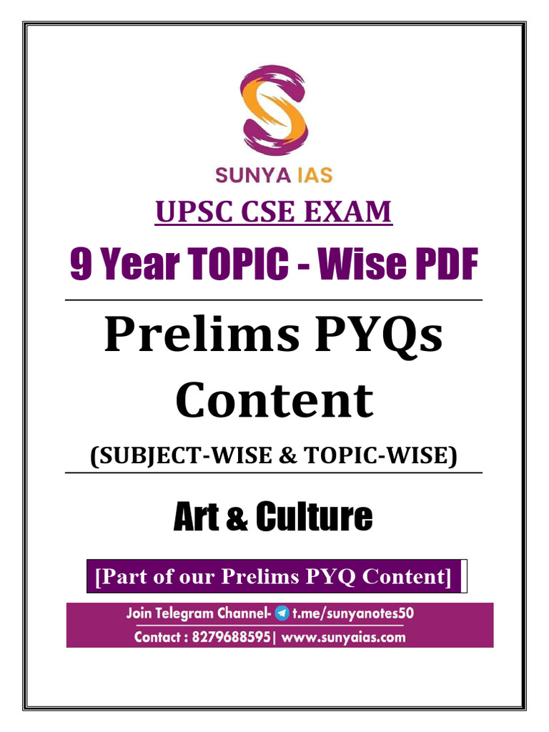 Art and Culture Sol PYQ Topicwise Sunya IAS | PDF