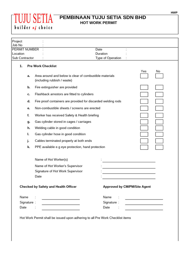 HWP - Hot Work (MRT) | PDF