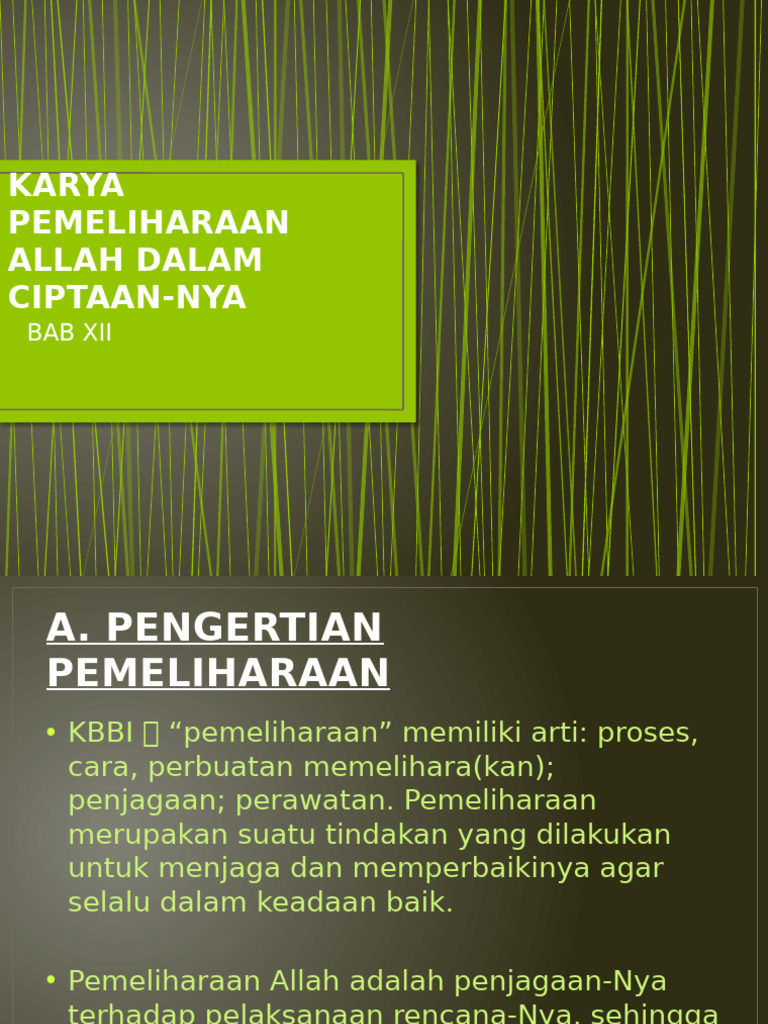Karya Pemeliharaan Allah Dalam Ciptaan-Nya | PDF
