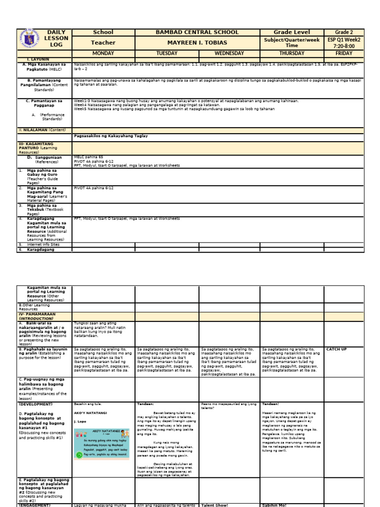 Q1-WEEK2-DLL A To J | PDF