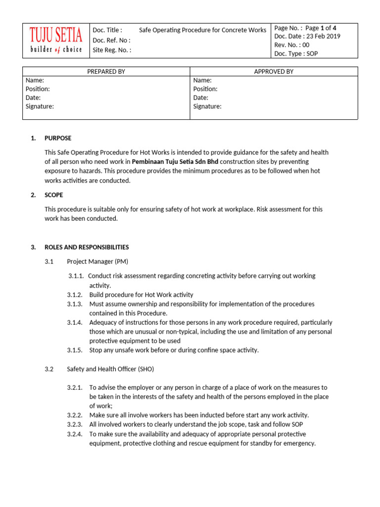SOP for HOT WORKS | PDF