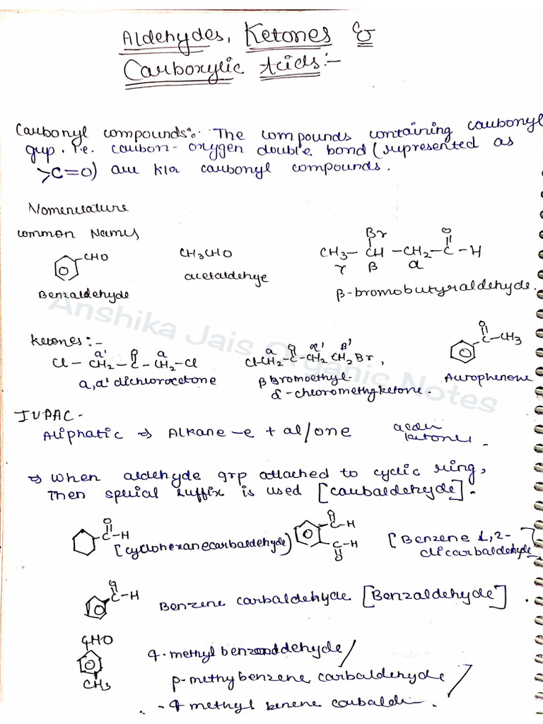 Aldehyde and Ketones Chemistry Notes | PDF