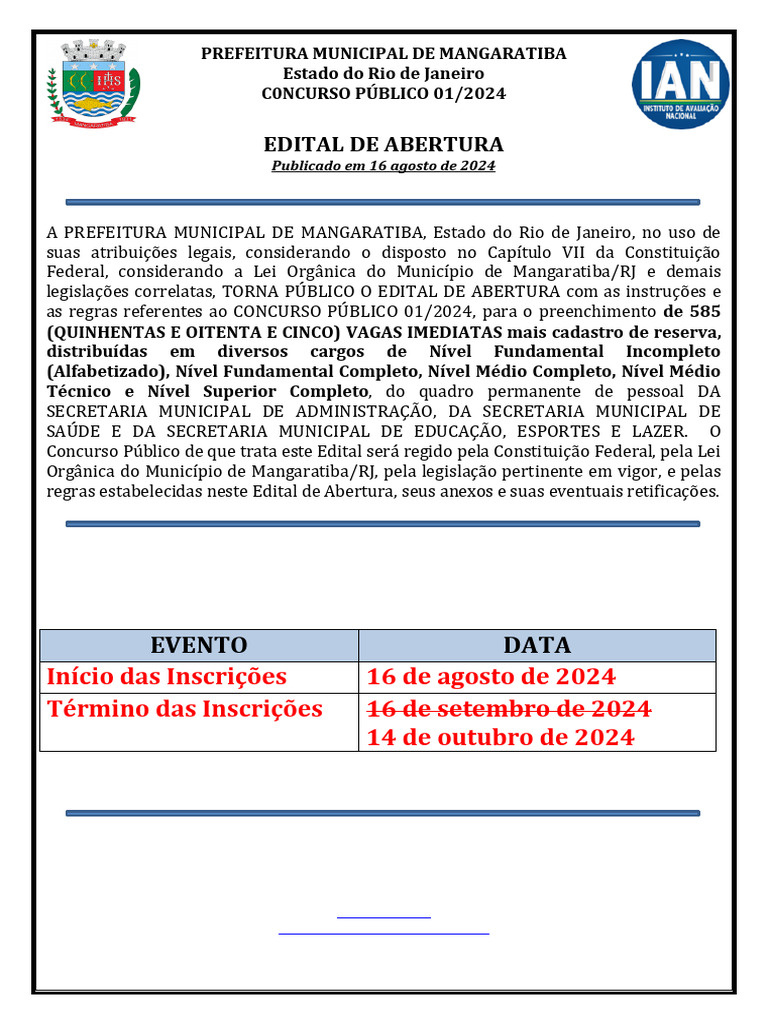 Retificado: Edital de Abertura | PDF
