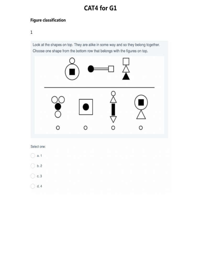 CAT4 G1 Figure Classification Guide | PDF