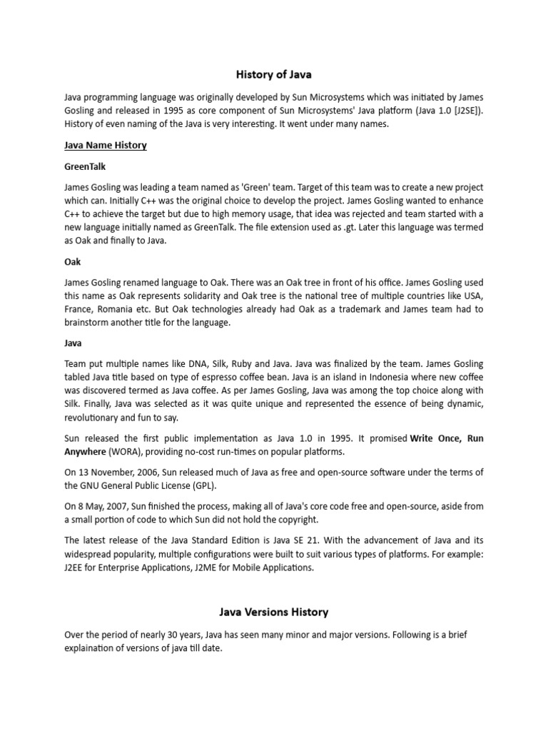 History of Java | PDF