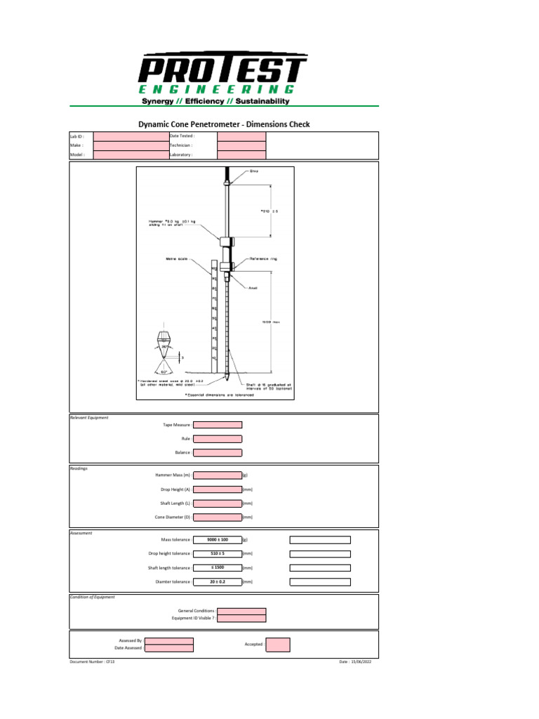 CF13 - Dynamic Cone Penetrometer - Dimensions Check | PDF