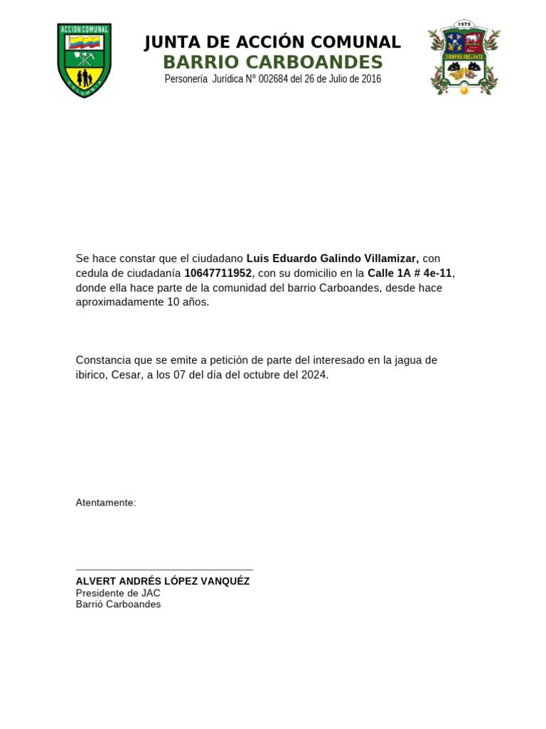 Carta de Vecendad | PDF