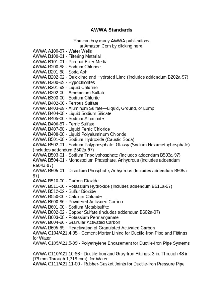 AWWA Standards Listing | PDF