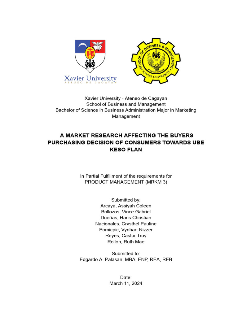 MRKM 3 C - Group F - Factors Affecting The Buyers Purchasing Decision of Consumers Towards Ube ...
