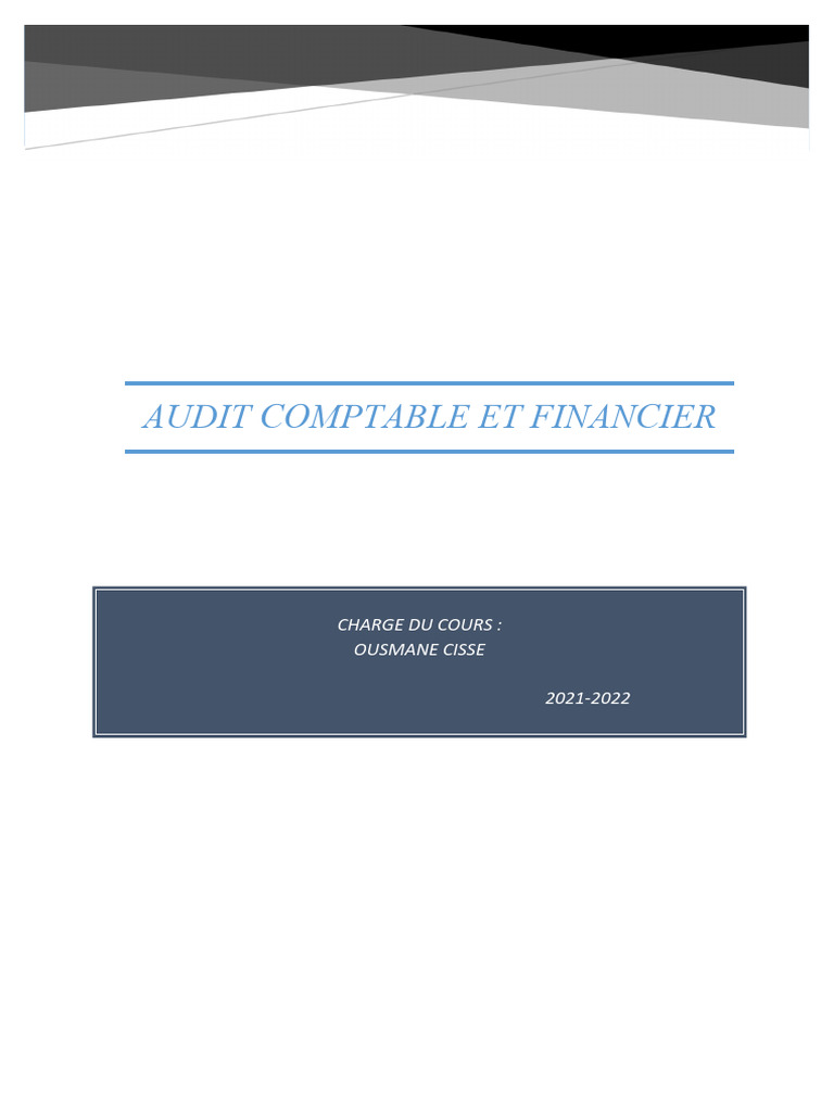 Cours d'AUDIT FINANCIER ET COMPTABLE | PDF