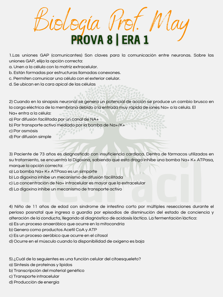 BIOLOGÍA PROVA 8 ERA 1 | PDF
