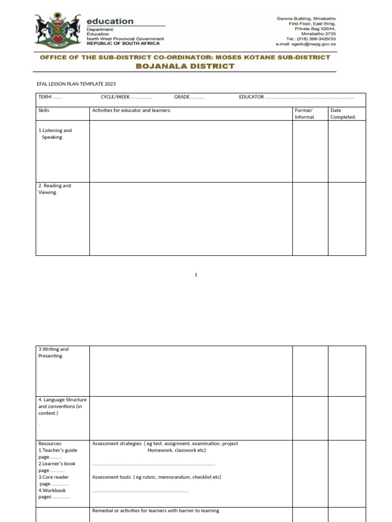 2023 Lesson Plan Template | PDF