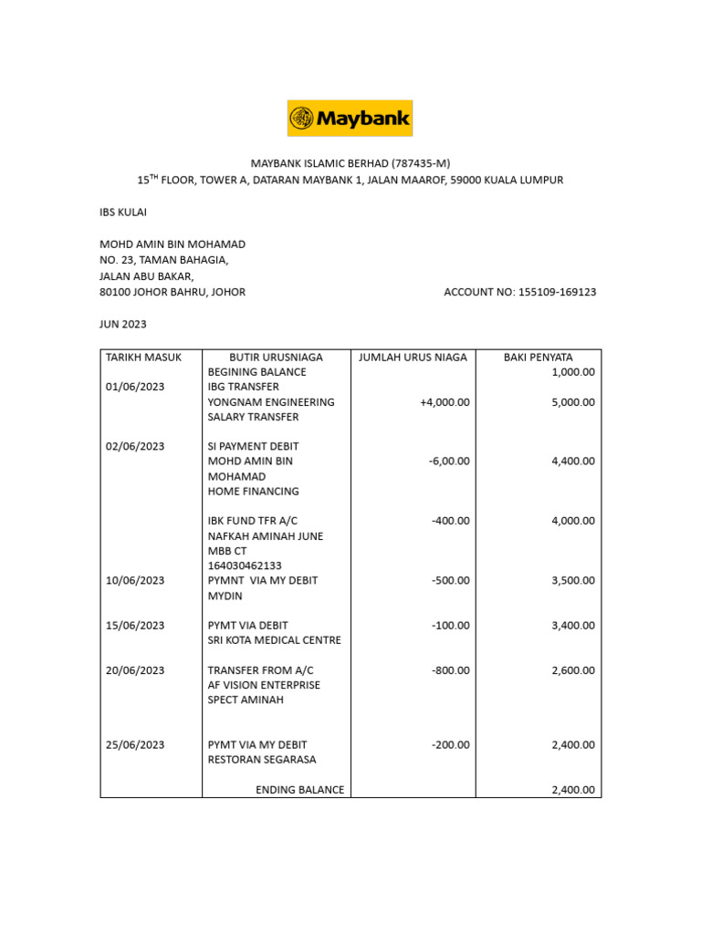 13. BANK STATEMENT JUNE 23 TIL MAY 24 | PDF