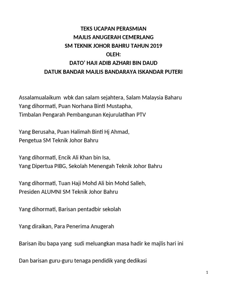 Mac 2019 Dato' HJ Adib | PDF