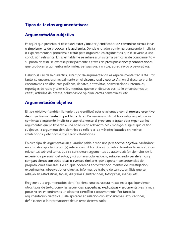 Tipos De Textos Argumentativos Pdf 7821