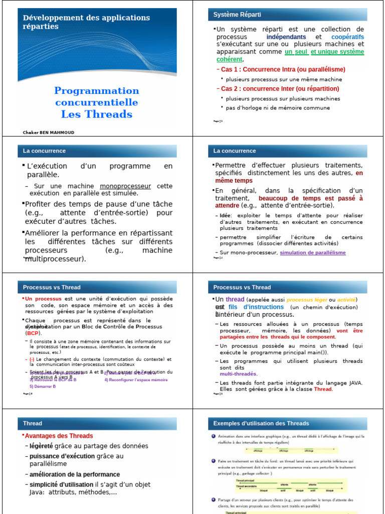 Programmation Concurrente et Threads en Java | PDF | Thread (informatique) | Parallélisme ...