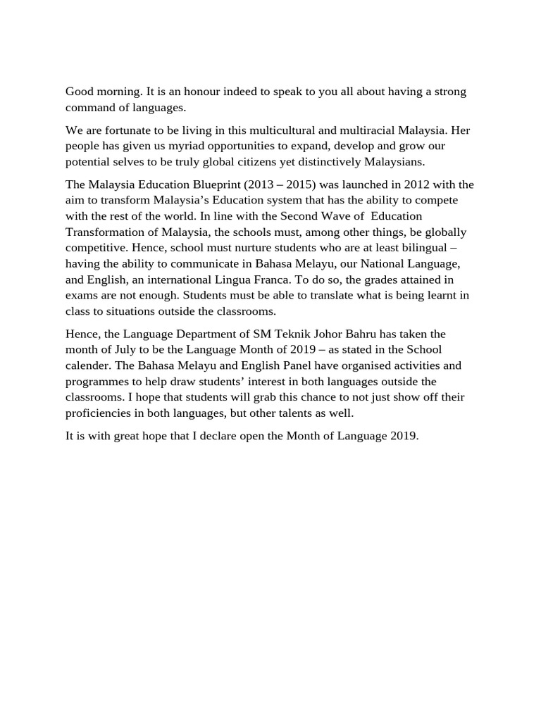 Good Morning - Speech | PDF