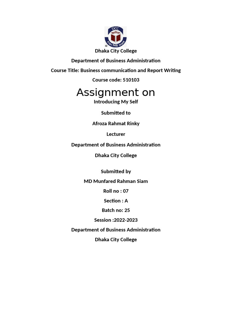 Document Introducing My Self | PDF