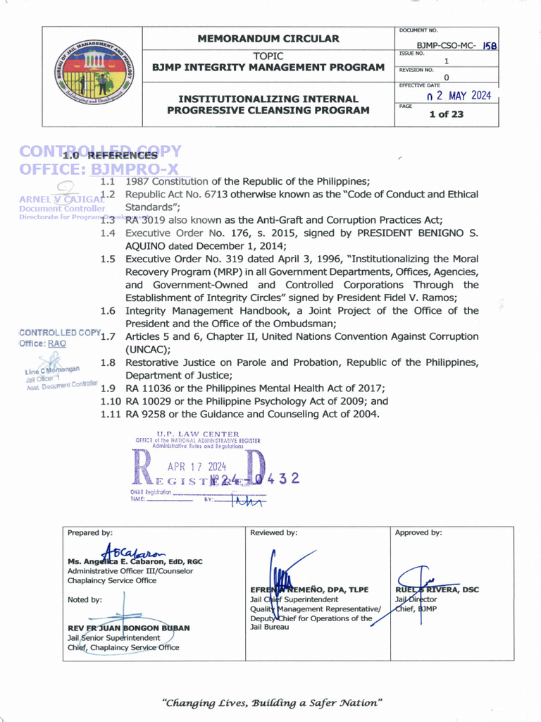 Accounting - 20240502 Bjmp-Cso-Mc-158 BJMP Integrity Management Program ...