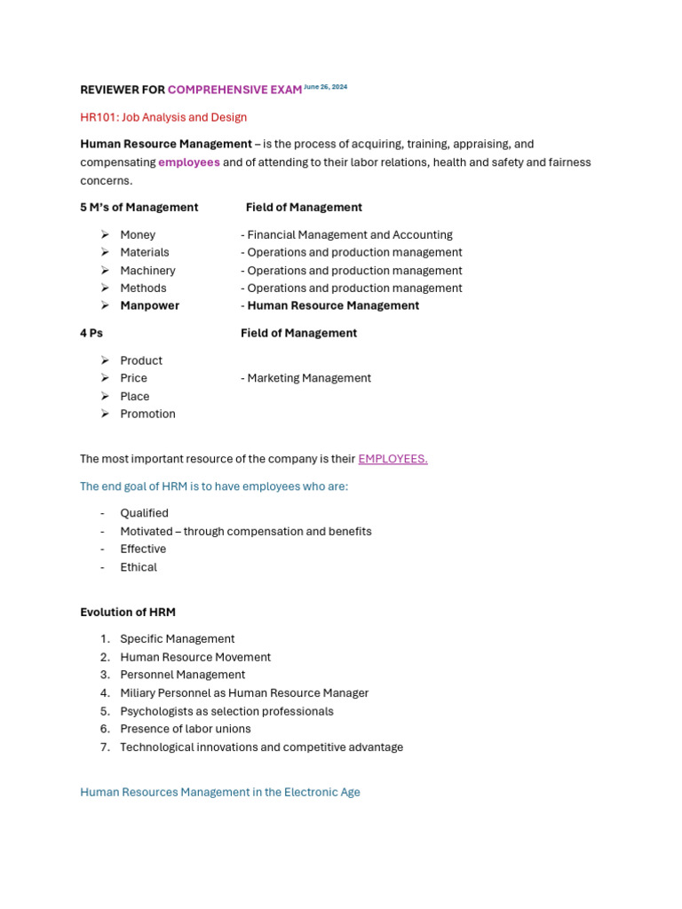 Comprehensive Exam Reviewer MJ | PDF