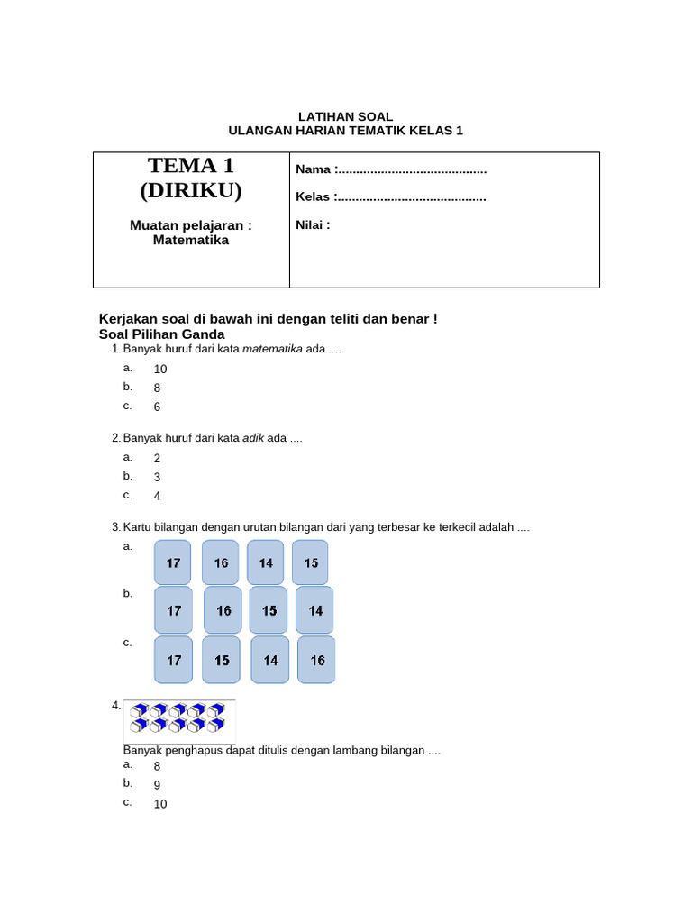 Kisi Kisi Soal Harian MTK | PDF