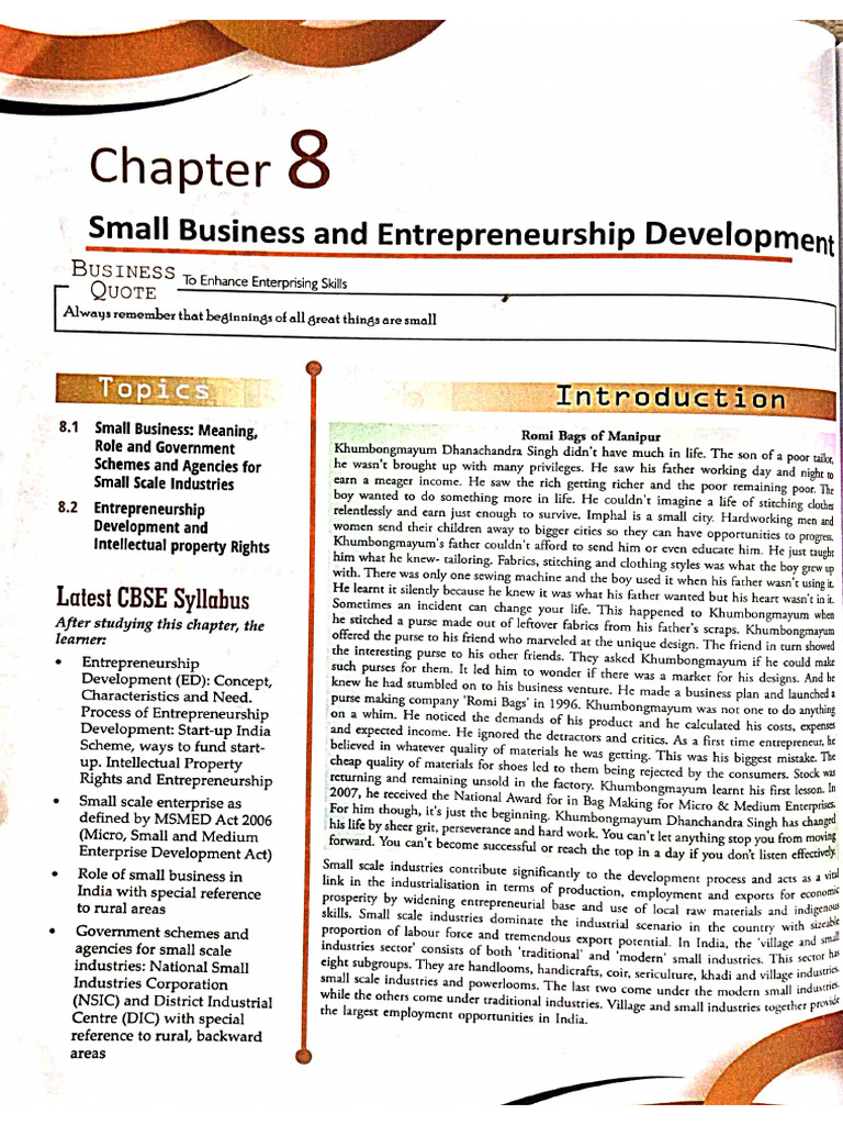 CH - MSME and Entrepreneurship Development | PDF