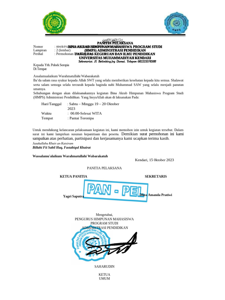 Surat Izin Kegiatan | PDF