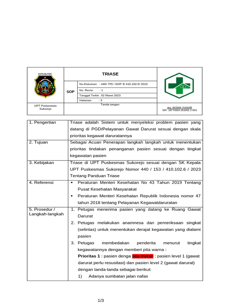 7.. 3.3 Sop Triase | PDF
