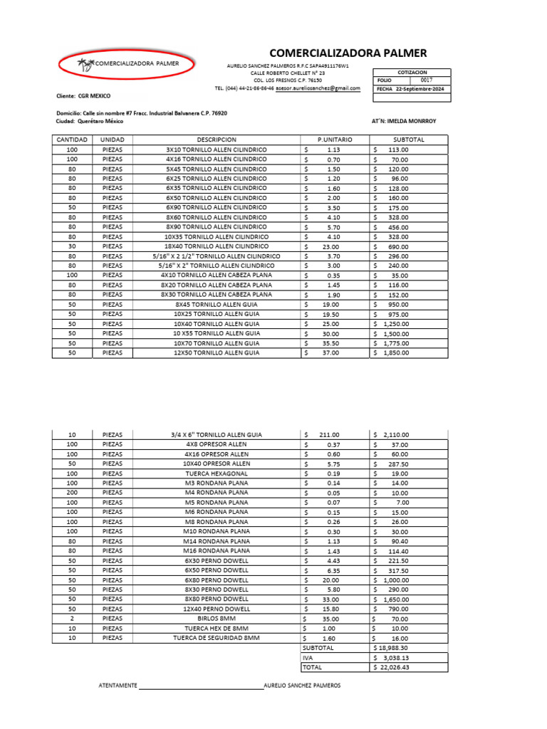 Cotizacion 0017 | PDF