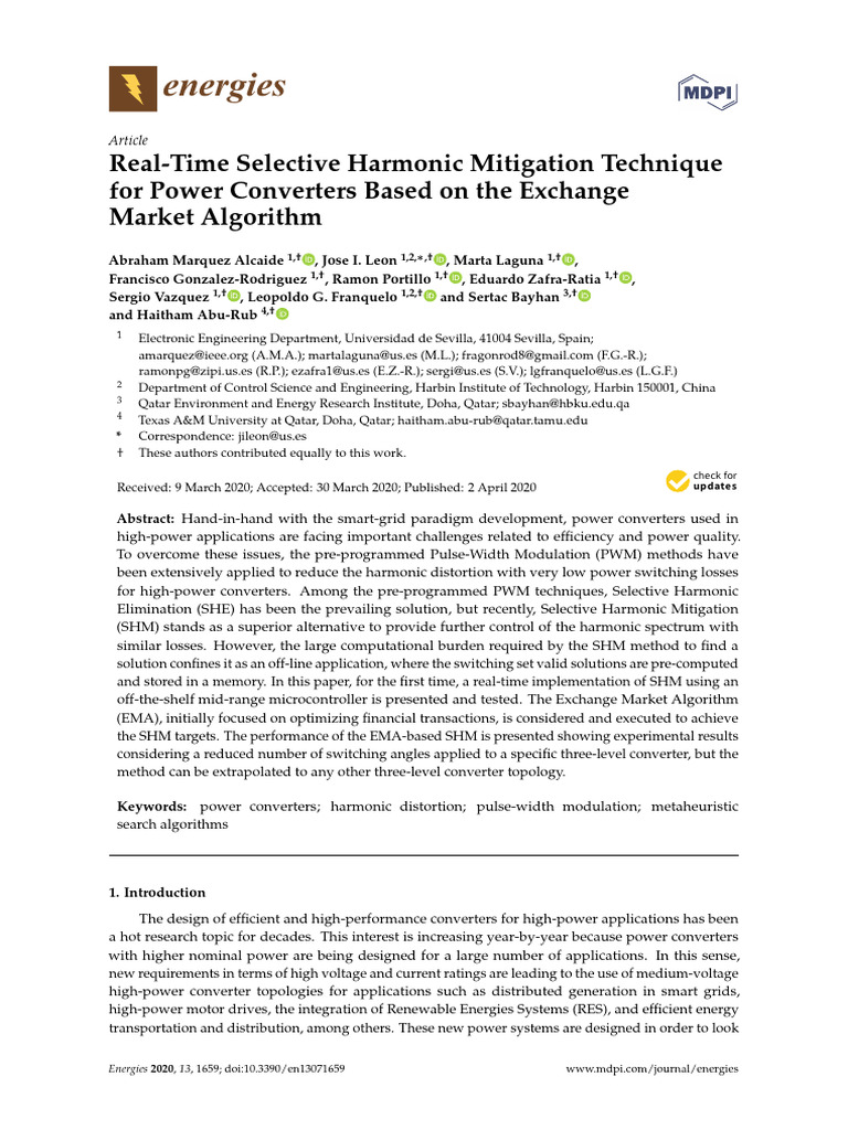 Real-Time Selective Harmonic Mitigation Technique For Power Converters Based On The Exchange ...