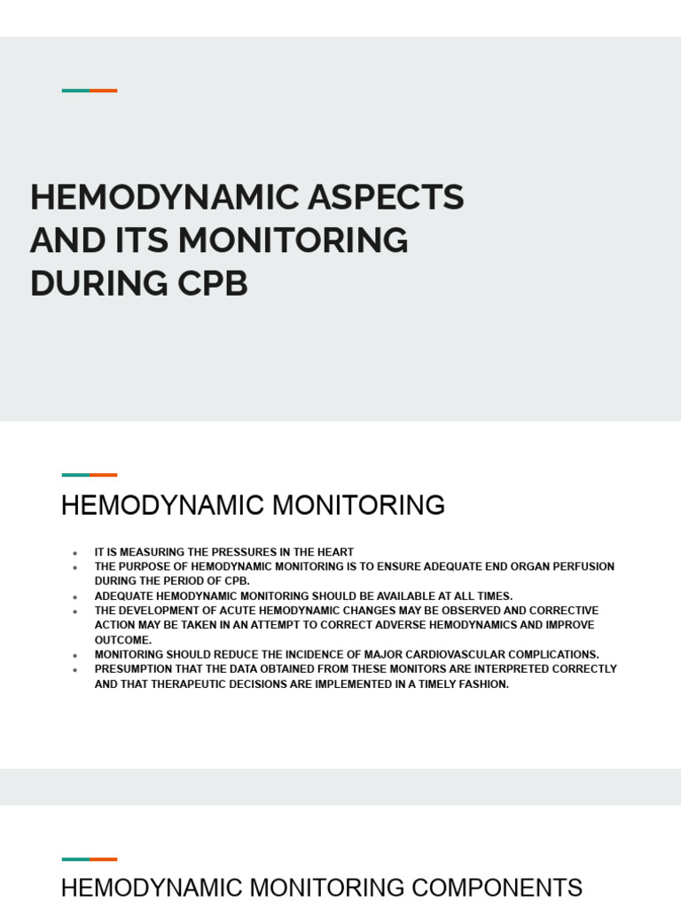 Hemodynamic Aspects and Its Monitoring During CPB | PDF
