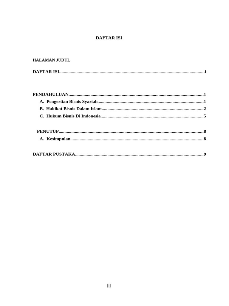 DAFTAR ISI Yang Benar | PDF