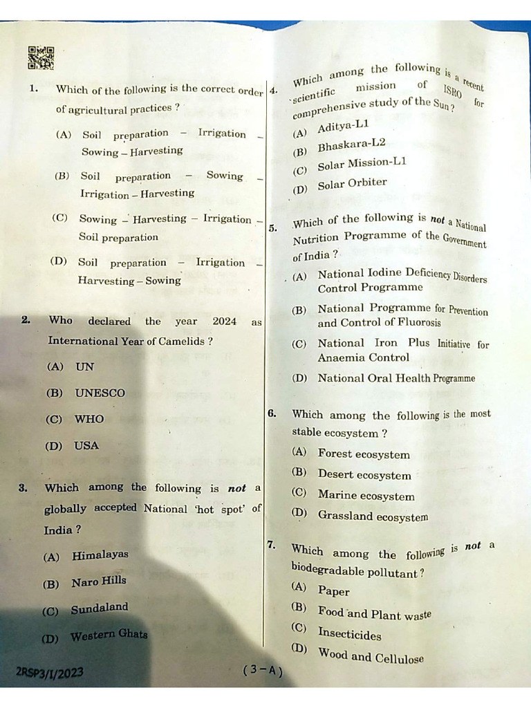 MPPSC Pre Set A 2023DEC | PDF