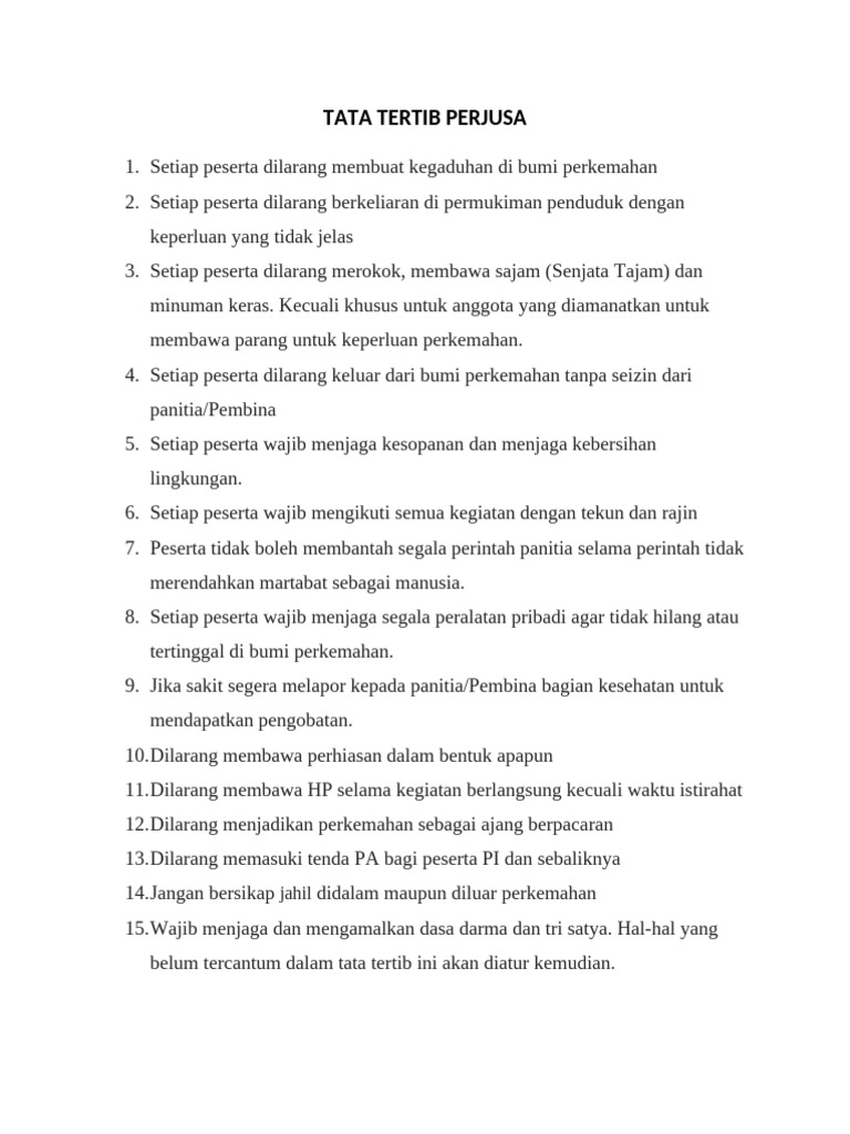 Tata Tertib Perjusa | PDF