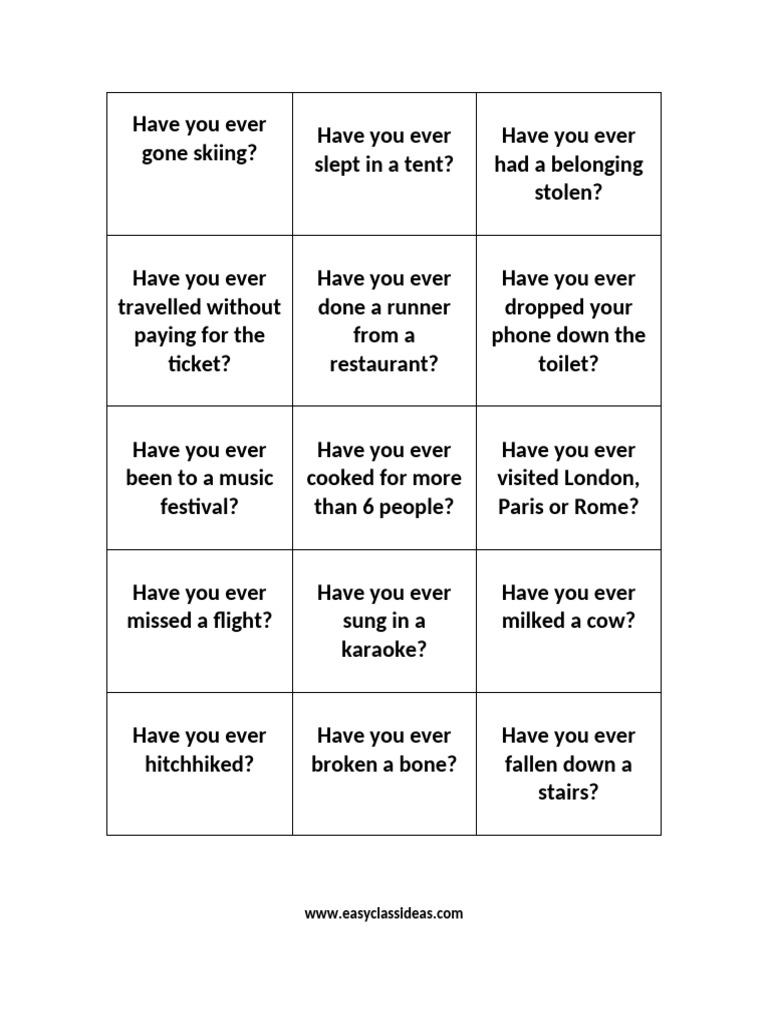 Have You Ever ... Bingo | PDF
