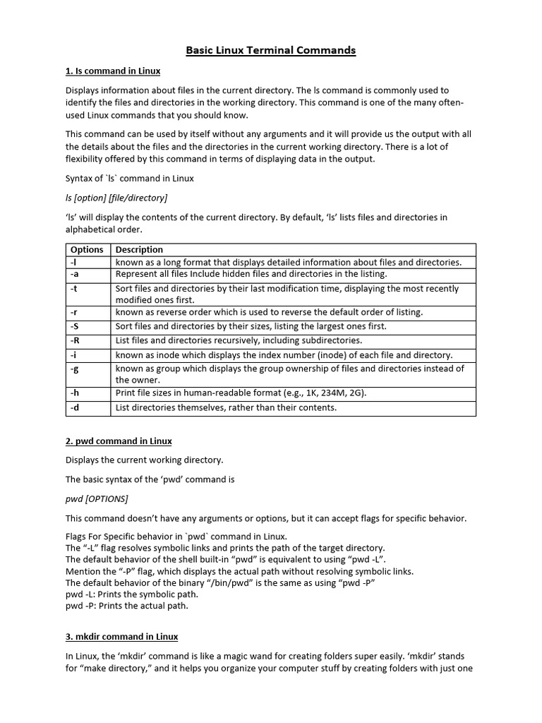 Basic Linux Terminal Commands | PDF