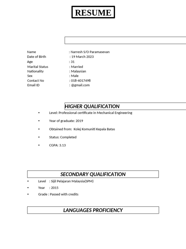 Personal Particulars | PDF