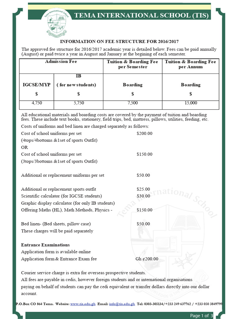 Information On Fee Structure | PDF