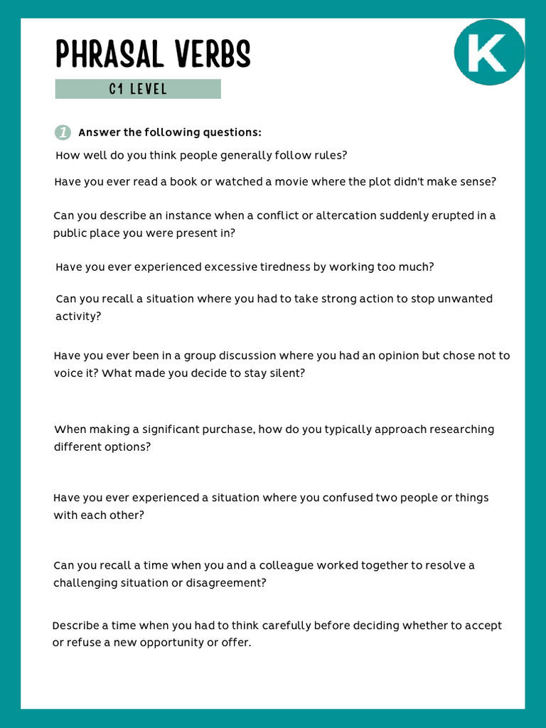 Phrasal Verb Worksheets | PDF