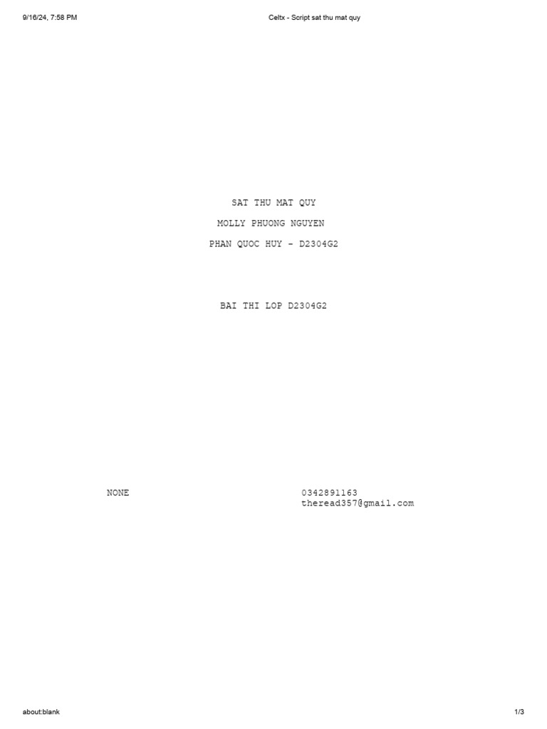 Celtx - Script Sat Thu Mat Quy-1 | PDF